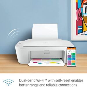 HP (Renewed) DeskJet 2752e Wireless All-in-One Instant Ink Ready Color Inkjet Printer, White - Print Scan Copy - Icon LCD Display, 1200 x 1200 dpi, WiFi, Bluetooth, USB