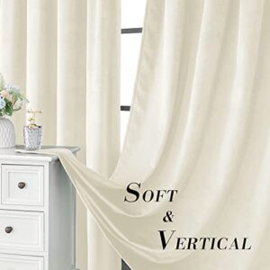 VANASEE Velvet Curtains for Bedroom Ivory 5284 inch Soft Blackout Thermal Insulated Curtains Window Treatment for Bedroom