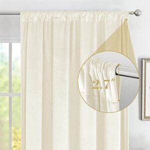 VANASEE Velvet Curtains for Bedroom Ivory 5284 inch Soft Blackout Thermal Insulated Curtains Window Treatment for Bedroom