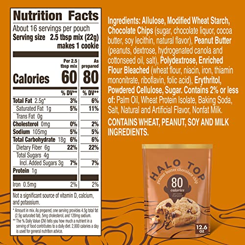 Halo Top Peanut Butter Chocolate Chip Light Cookie Mix, 12.6 oz.