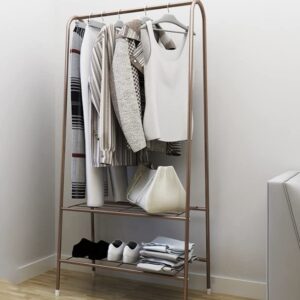 TJLSS Metal Coat Rack Floor Standing Drying Rail Simple Storage Shelf Folding Indoor Balcony Clothes Hanger Rack