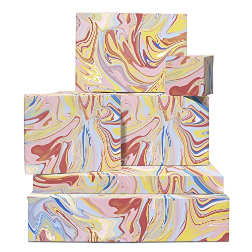 CENTRAL 23 Marble Wrapping Paper For Women Men - 6 Thick Gift Wrap Sheet - Pastel Colors - Wrapping Paper For Birthday Bridal Shower Anniversary - Comes With Fun Stickers