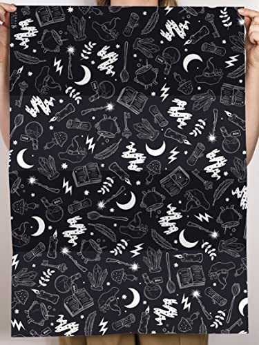 CENTRAL 23 Black Wrapping Paper - Wizard Symbols - 6 Sheets Thick Gift Wrap - Halloween Wrapping Paper - Comes With Fun Stickers