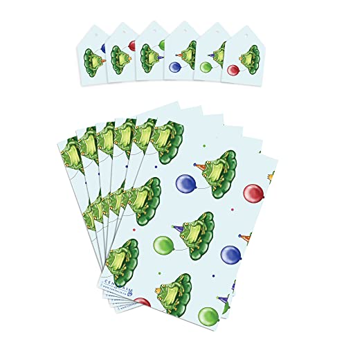 CENTRAL 23 Happy Birthday Wrapping Paper - Birthday Frog - 6 Sheets Green Gift Wrap - For Men And Women Boys Girls - Cute Wrapping Paper - Comes With Fun Stickers