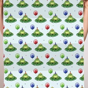 CENTRAL 23 Happy Birthday Wrapping Paper - Birthday Frog - 6 Sheets Green Gift Wrap - For Men And Women Boys Girls - Cute Wrapping Paper - Comes With Fun Stickers