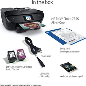 HP Envy 7855 Wireless All-in-One Color Inkjet Photo Printer, Black - Print Copy Scan Fax - 15 ppm, 2.65" Touchscreen CGD, 4800 x 1200 dpi, 35-Page ADF, Auto 2-Sided Printing, USB, Ethernet,Bluetooth