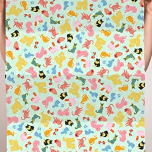 CENTRAL 23 Dog Wrapping Paper - Cat Birthday Wrapping Paper - 6 Sheets Gift Wrap - Vegan Ink - Green Birthday Gift Wrap - Pastel Color - Comes With Cute Stickers