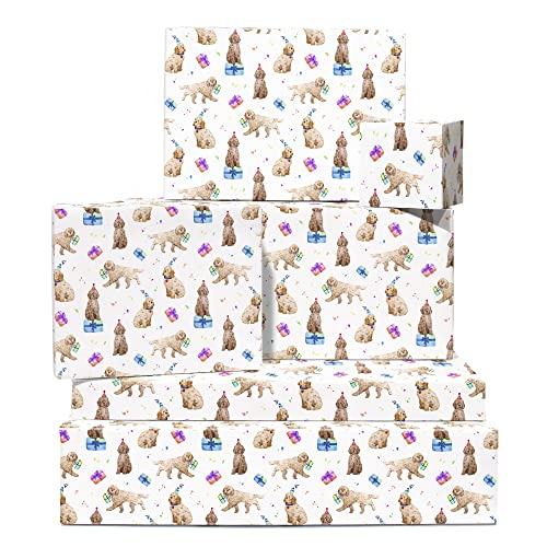 CENTRAL 23 Birthday Gift Wrap - Dog Wrapping Paper - 6 Sheets Funny Gift Wrap For Men And Women - Cockapoo Birthday Party - For Fur Mom Or Dog Dad - Vegan Ink - Comes With Cute Stickers