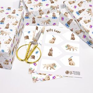 CENTRAL 23 Birthday Gift Wrap - Dog Wrapping Paper - 6 Sheets Funny Gift Wrap For Men And Women - Cockapoo Birthday Party - For Fur Mom Or Dog Dad - Vegan Ink - Comes With Cute Stickers