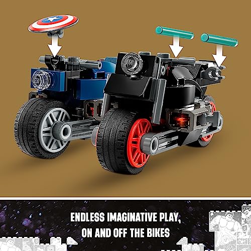 LEGO Marvel Black Widow & Captain America Motorcycles 76260 Buildable Marvel Toy for Kids Ages 6-8, Marvel Playset Based on the Avengers Age of Ultron Movie with a Captain America Bike & 2 Minifigures