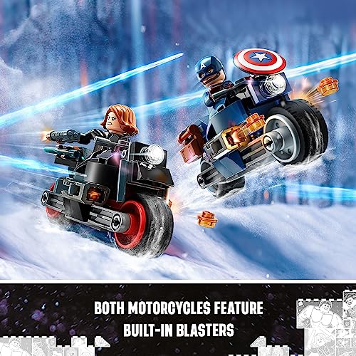 LEGO Marvel Black Widow & Captain America Motorcycles 76260 Buildable Marvel Toy for Kids Ages 6-8, Marvel Playset Based on the Avengers Age of Ultron Movie with a Captain America Bike & 2 Minifigures