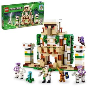 lego minecraft the iron golem fortress 21250 building toy set, playset featuring a crystal knight and golden knight, a fortress and a giant golem, build and display minecraft toy for 9 year old kids