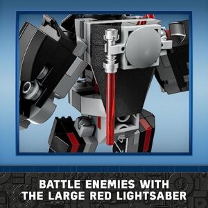 LEGO Star Wars Darth Vader Mech 75368 Buildable Star Wars Action Figure, This Collectible Star Wars Toy for Kids Ages 6 and Up Features an Opening Cockpit, Buildable Lightsaber and 1 Minifigure