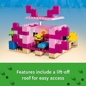 LEGO Minecraft The Axolotl House 21247 Building Toy Set, Creative Adventures at a Colorful Underwater Base, Includes a Diver Explorer, Dolphin, Drowned and More, Minecraft Toy for 7 Year Old Kids