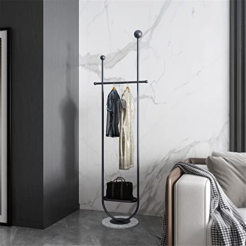 TJLSS Metal Hanger Marble Hanger Floor Bedroom Living Room Hanging Clothes and Simple ( Color : Gray , Size : 195*33*4cm )