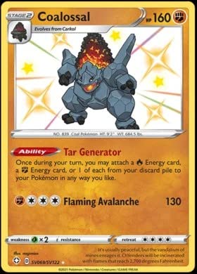 Pokemon - Coalossal SV069/SV122 - Shining Fates - Shiny Vault - Card