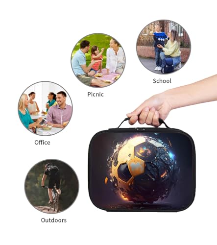 AnySmic Soccer Lunch Box for Kids, Girls Boys Lunch Boxes for School, Insulated Lunch Bags for Kids