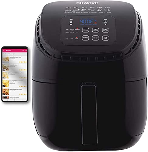 Nuwave Brio 3-Qt Air Fryer, Touch Screen Digital Controls & Easy to Read Display, 100°F- 390°F Temp Controls in 5° Increments, Linear Thermal (Linear T) Technology, Built-In Safety Features (Renewed)