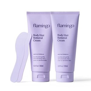 flamingo body hair removal cream - 6.76 fl oz - pack of 2  - gentle formula - safe for sensitive skin