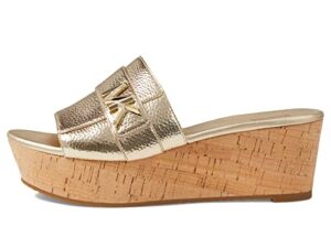 michael kors jilly platform slide pale gold 9.5 m