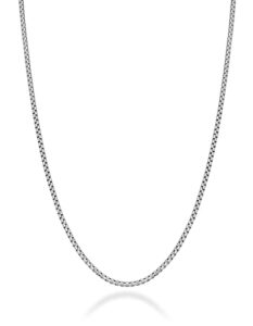 miabella italian 925 sterling silver solid 2mm round box chain necklace for women men rolo necklace made in italy (rhodium-plated-silver, length 20 inches)