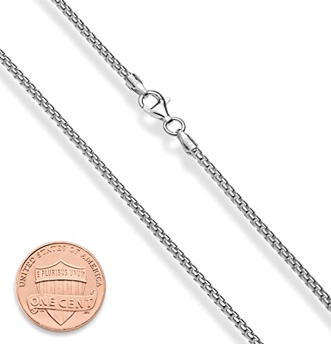 Miabella Italian 925 Sterling Silver Solid 2mm Round Box Chain Necklace for Women Men Rolo Necklace Made in Italy (rhodium-plated-silver, Length 20 Inches)