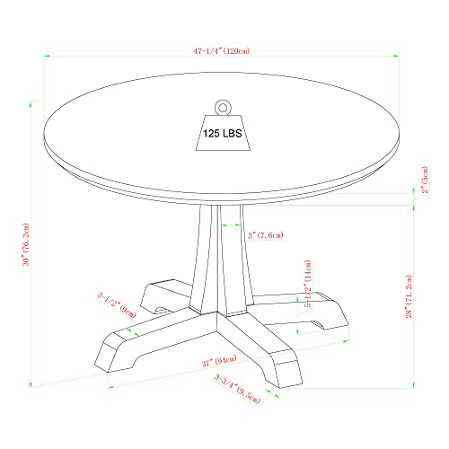 Walker Edison Caely Modern Simple Round Dining Table with Pedestal Base, 48 Inch, Black