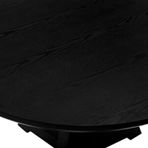 Walker Edison Caely Modern Simple Round Dining Table with Pedestal Base, 48 Inch, Black