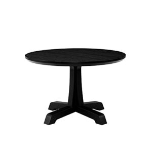 Walker Edison Caely Modern Simple Round Dining Table with Pedestal Base, 48 Inch, Black