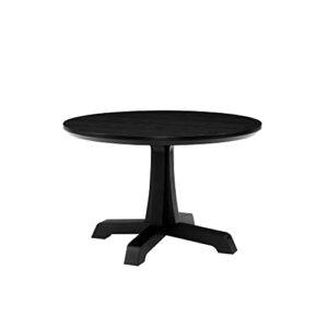 Walker Edison Caely Modern Simple Round Dining Table with Pedestal Base, 48 Inch, Black