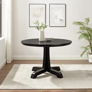 Walker Edison Caely Modern Simple Round Dining Table with Pedestal Base, 48 Inch, Black