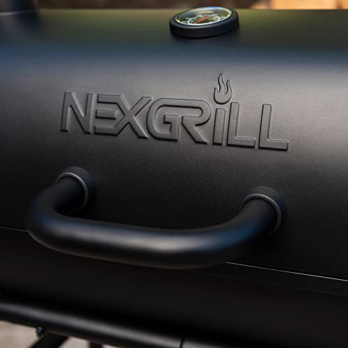 Nexgrill Premium Charcoal Barrel Grill, 29 inches Barbecue Grill, Heavy Duty Charcoal Barrel BBQ Grill, Outdoor Cooking, Side shelf, For Camping, Patio, Backyard, Tailgating Barrel Grill