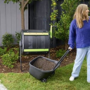 Amazon Exclusive Combo - 48 Gallon Compost Tumbler with Compost Cart, 9 Liter Compost bin, 3 Rolls of Corn Bags and Plant Caddy