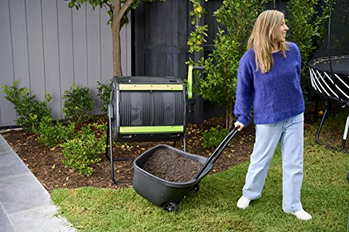 Amazon Exclusive Combo - 48 Gallon Compost Tumbler with Compost Cart, 9 Liter Compost bin, 3 Rolls of Corn Bags and Plant Caddy