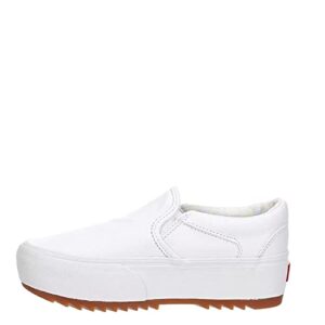 vans unisex asher platform sneaker - slip on style - canvas white 9