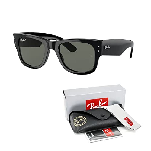 Ray-Ban RB0840S 901/58 51MM Black/Green Polarized Square Sunglasses for Men for Women + BUNDLE With Designer iWear Cleaning Kit