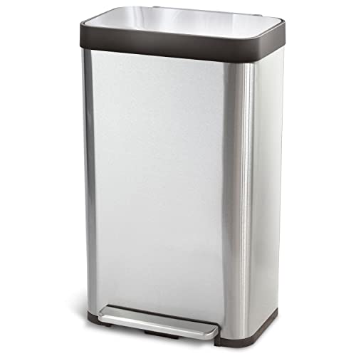 Home Zone Living 18.5 Gallon Kitchen Trash Can, Tall Stainless Steel Liner-Free Body, 70 Liter Capacity, Silver, Virtuoso Series