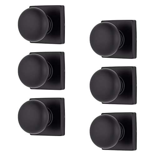 BRINKS – 6-Pack Matte Black Contemporary Indoor Passage Square Door Knob – Hall/Closet 6 Pack Matte Black Exterior Plate Doorknob