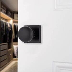 BRINKS – 6-Pack Matte Black Contemporary Indoor Passage Square Door Knob – Hall/Closet 6 Pack Matte Black Exterior Plate Doorknob