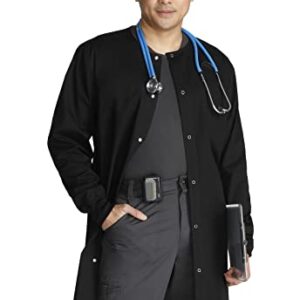 Cherokee Men & Women Scrubs Lab Coat Workwear Professionals 40" Snap Front Plus Size WW361, 3XL, Black