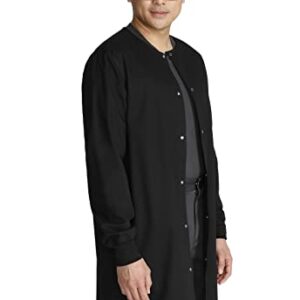 Cherokee Men & Women Scrubs Lab Coat Workwear Professionals 40" Snap Front Plus Size WW361, 3XL, Black