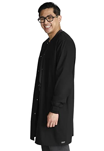 Cherokee Men & Women Scrubs Lab Coat Workwear Professionals 40" Snap Front Plus Size WW361, 3XL, Black