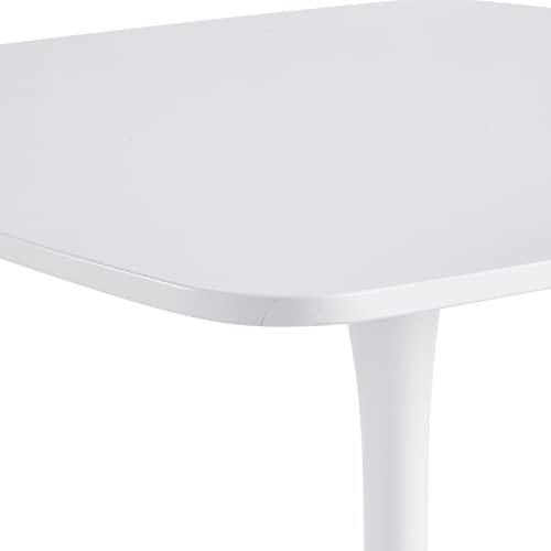 ATSNOW 31.5 in White Square Pedestal Tulip Table, Mid Century Modern Dining Table for Small Spaces