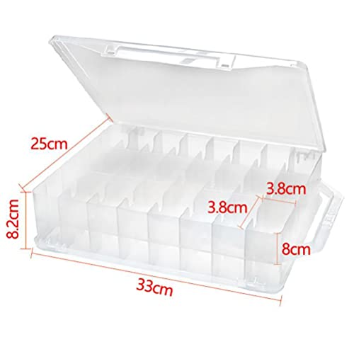 46 Grids Sewing Organizer, Double Sided Thread Box Storage, Portable Clear Plastic Organizer Box for Embroidery and Sewing Threads, Embroidery Floss, Crafts, Small Toys (Clear)