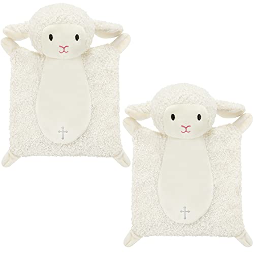 Panelee 2 Pcs Baptism Gifts Baby Blessings Lamb Security Blanket for First Communion, Christening, Baby Baptism Gifts Baby Showers