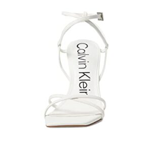 Calvin Klein Women's TEGIN Heeled Sandal, White, 8