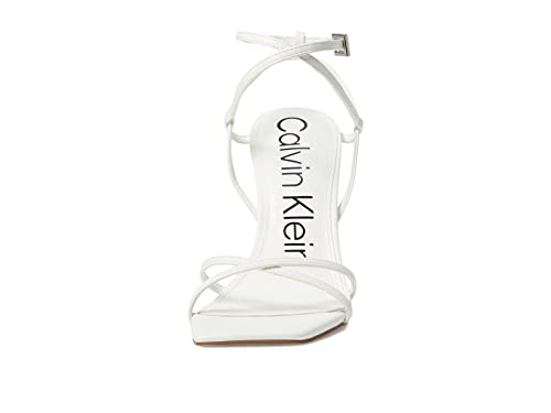 Calvin Klein Women's TEGIN Heeled Sandal, White, 8