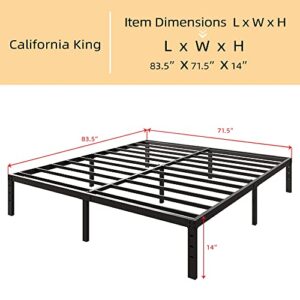 XMhongsong 14 Inch California King Size Bed Frame No Box Spring Needed, Heavy Duty Metal Platform Bed Frame, Easy Assembly, Noise Free, Black