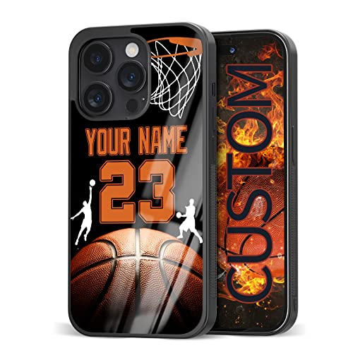 Personalized Name Number Basketball Phone Cases | iPhone 11 12 13 14 Pro Max Plus Mini Xr Xs, Samsung Note 7 8 9 10 20 S21 S22 Ultra Plus, Moto Edge 20 Pro Lite, Pixel 4 5 6 7 Pro, LG (Basketball)