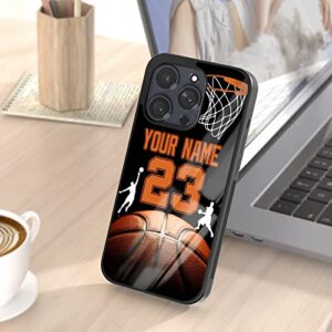 Personalized Name Number Basketball Phone Cases | iPhone 11 12 13 14 Pro Max Plus Mini Xr Xs, Samsung Note 7 8 9 10 20 S21 S22 Ultra Plus, Moto Edge 20 Pro Lite, Pixel 4 5 6 7 Pro, LG (Basketball)